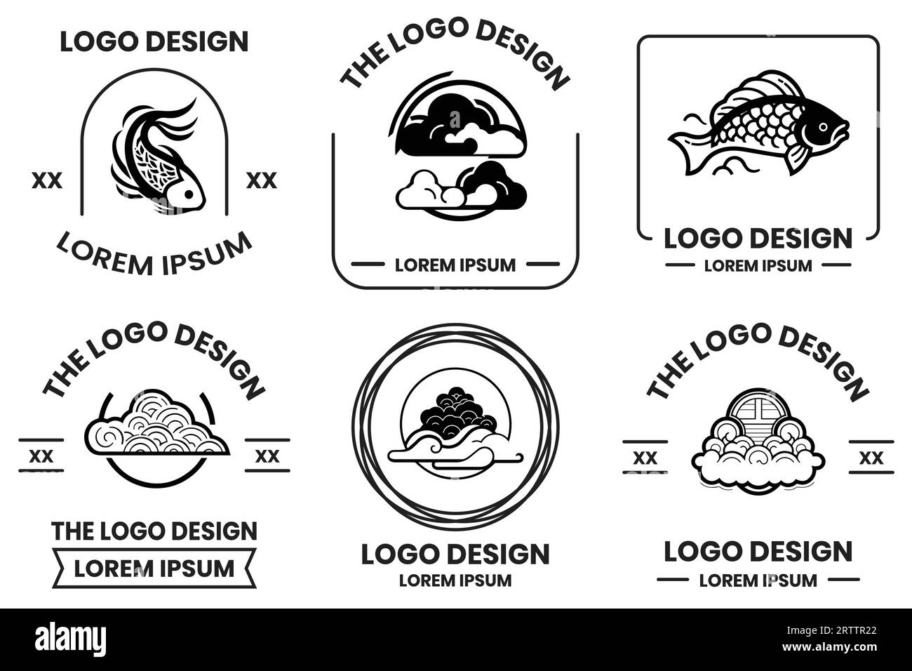 Chinese objects logo in flat line art style isolated on background ...