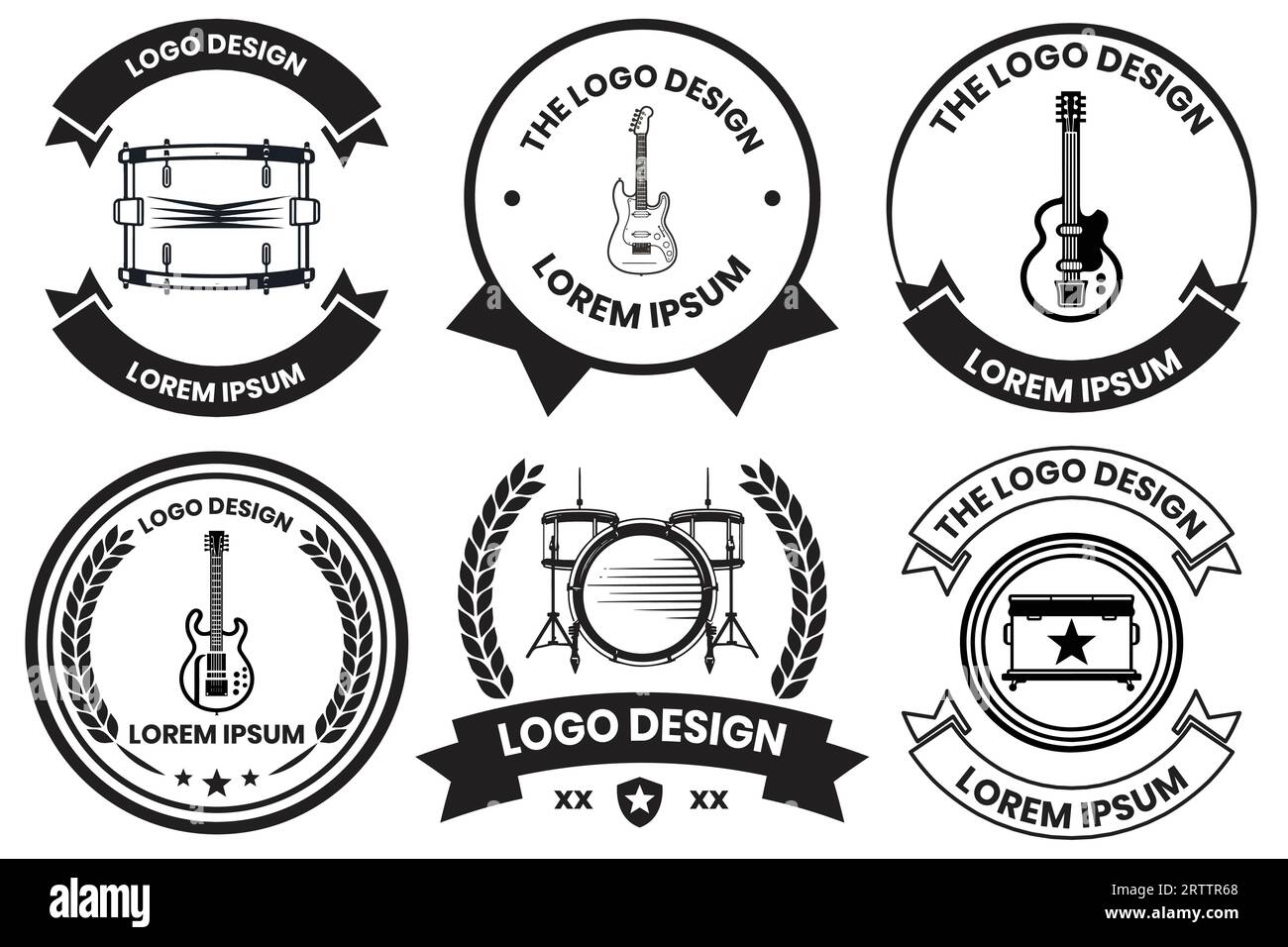 musical instrument logo in flat line art style isolated on background ...