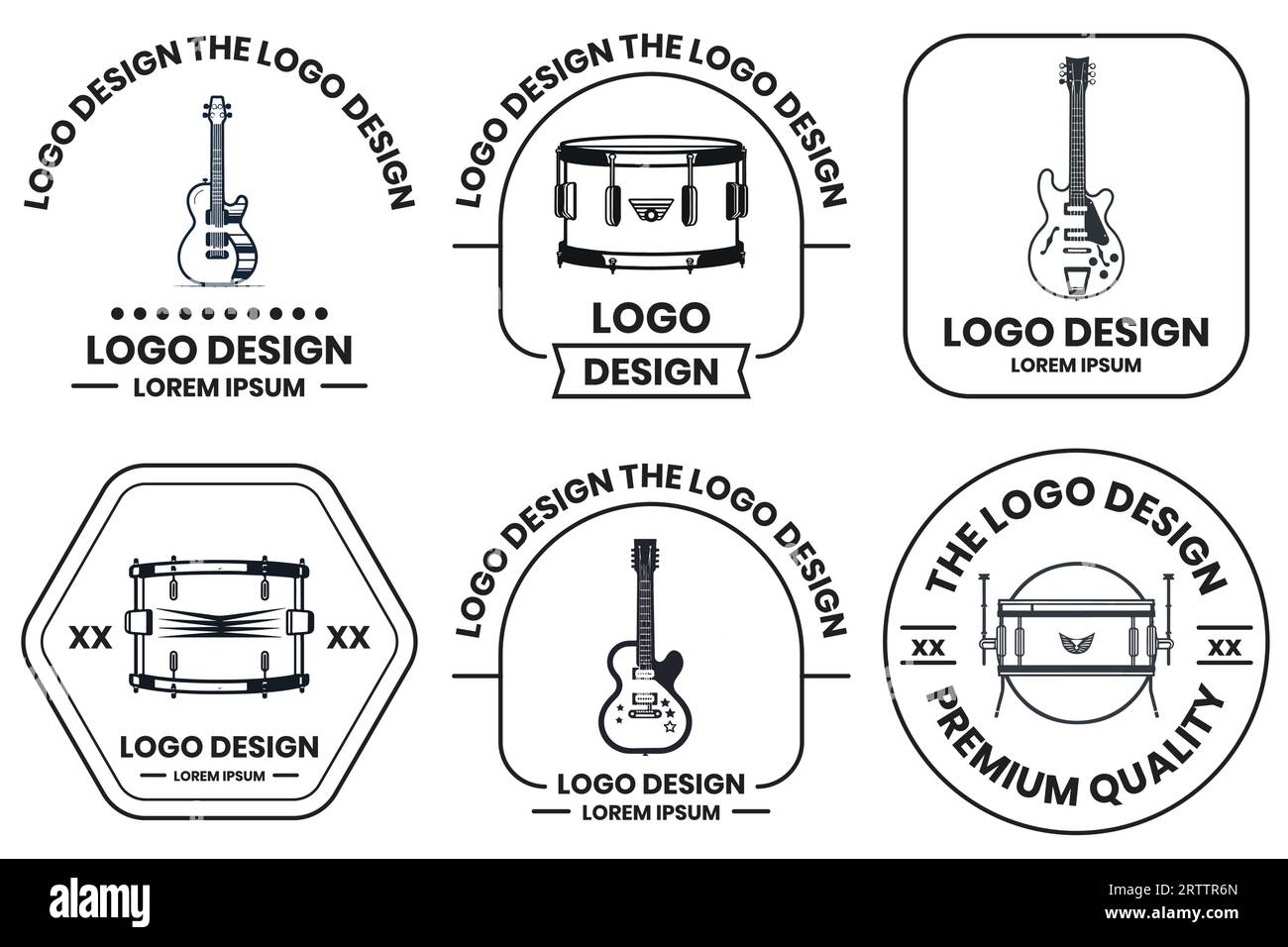 musical instrument logo in flat line art style isolated on background ...