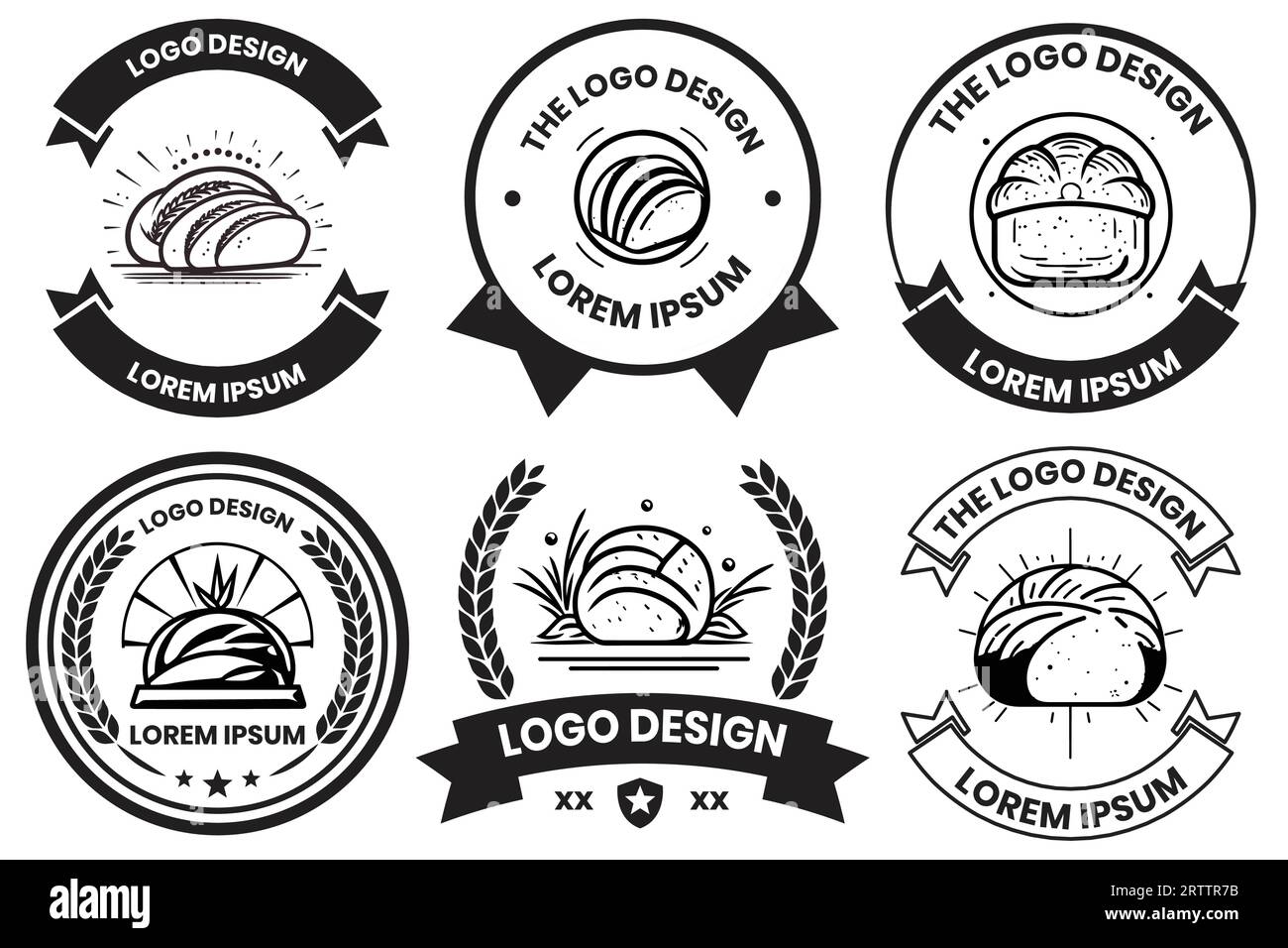 bread shop logo in flat line art style isolated on background Stock ...