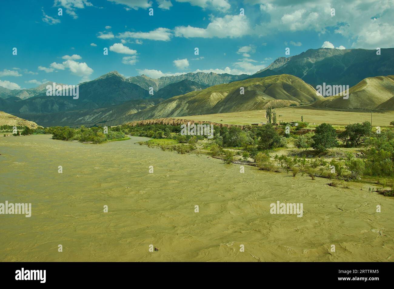 New North-South route , View of the Naryn river, Kyrgyzstan Stock Photo ...