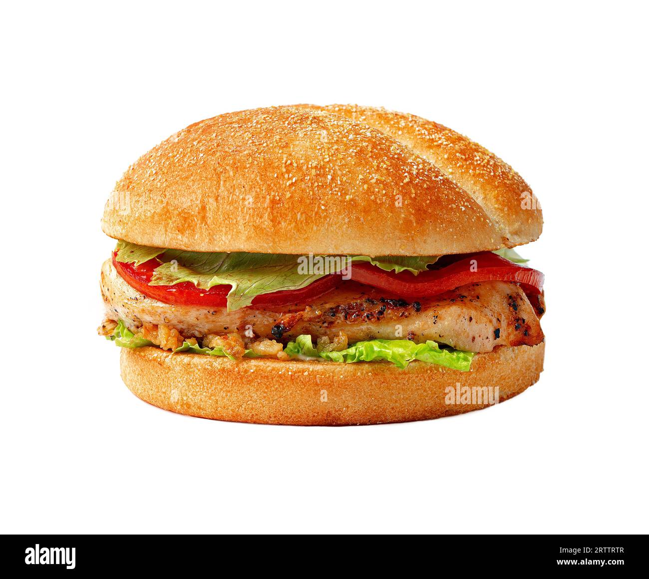 Fresh delicious burger isolated on white background Stock Photo - Alamy