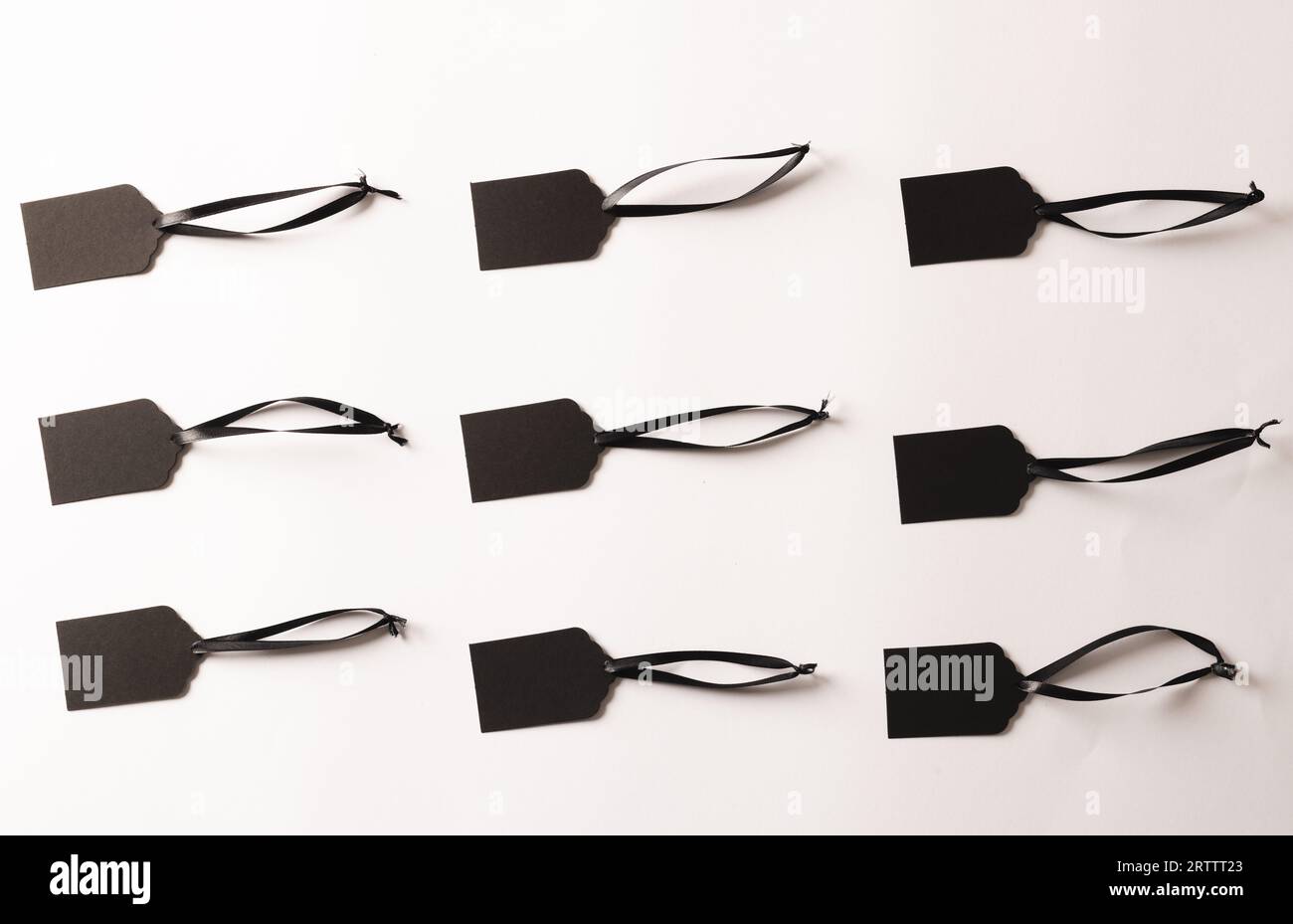 Rows of black price tags with copy space on white background Stock ...