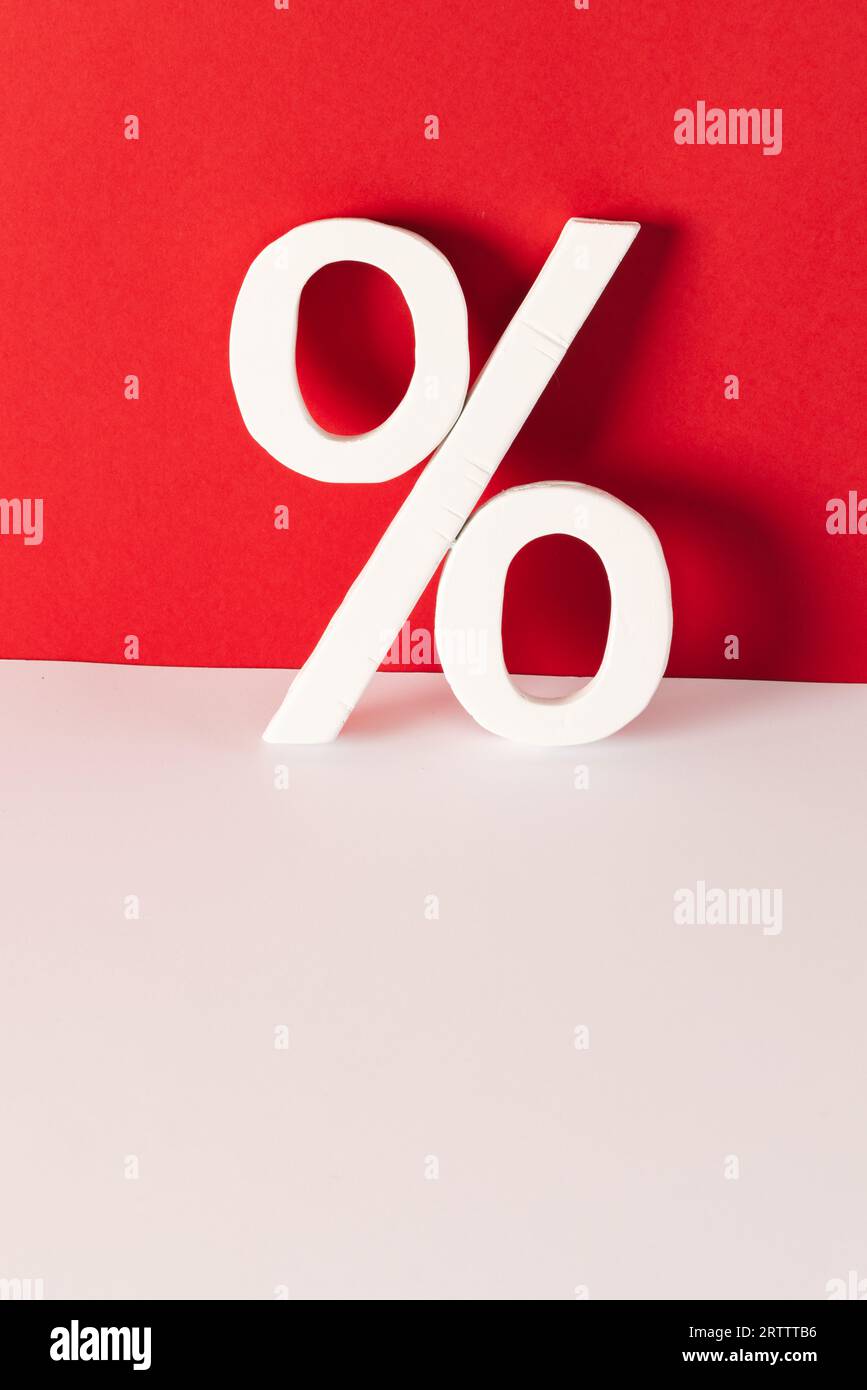 White percent sign with copy space against red background Stock Photo ...