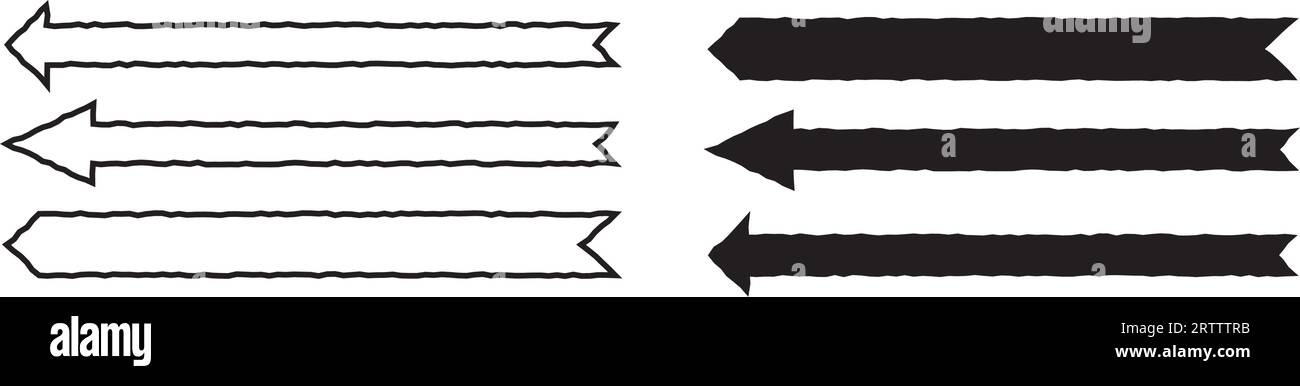Straight long arrow. Black roughen straight long arrows vector isolated ...