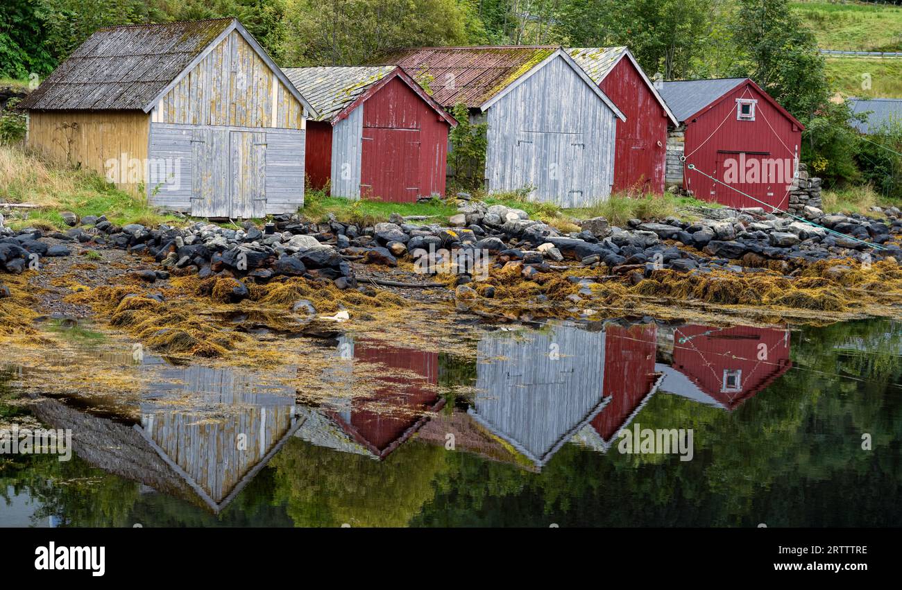 Traditional boat houses at Syltevika (Sylta, Vannylven, Møre & Romsdal ...