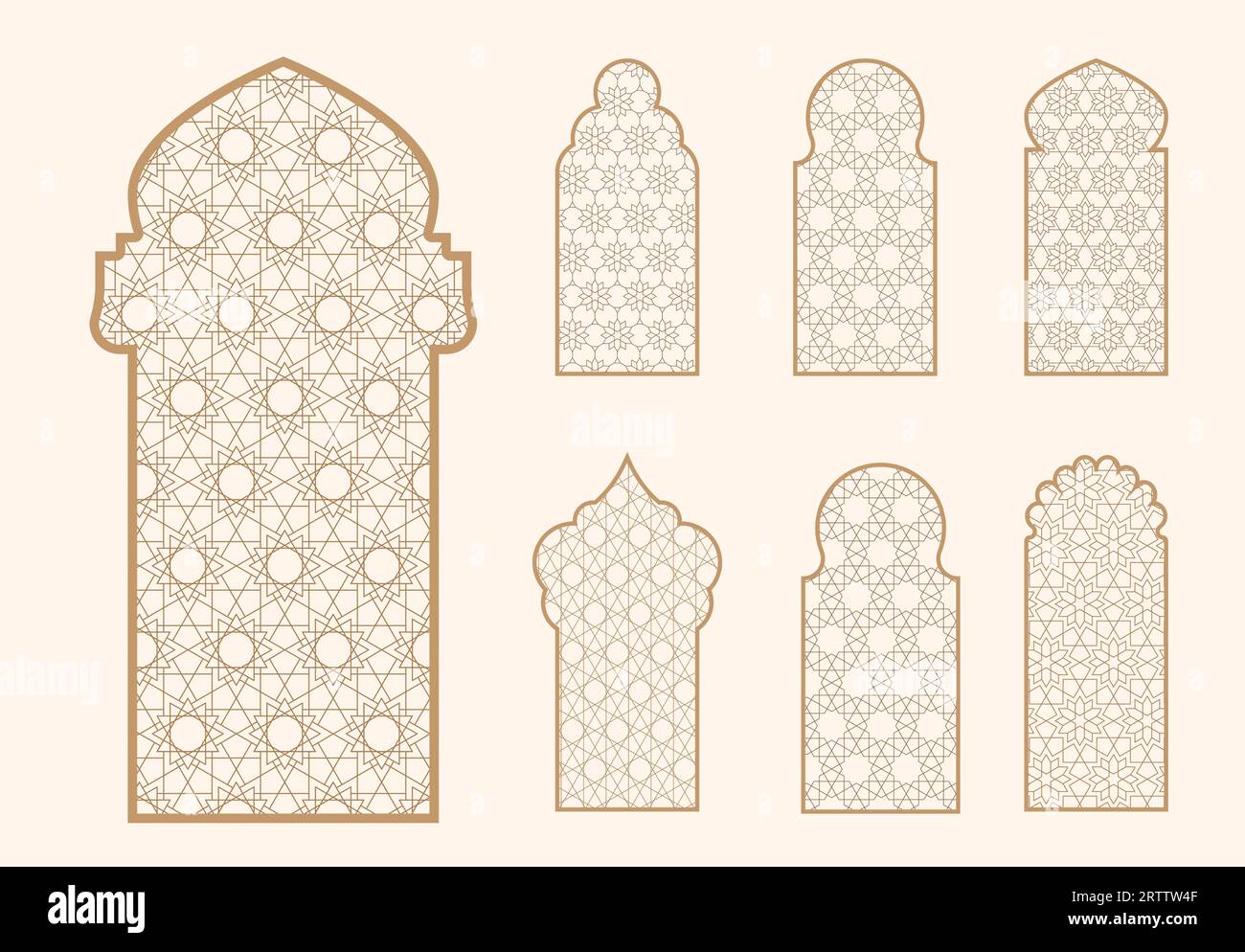 Islamic window shape with mashrabiya pattern. Arabic door frame ...