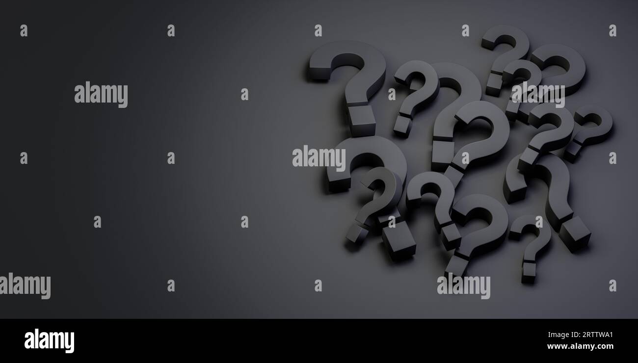 Problem, solution, confusion counseling. Pile of black question mark ...