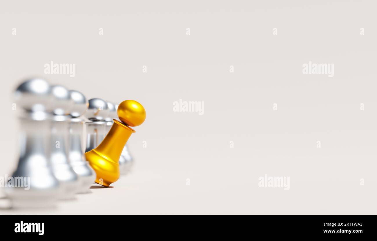 Golden pawn chess move out from line for outstanding strategy ...