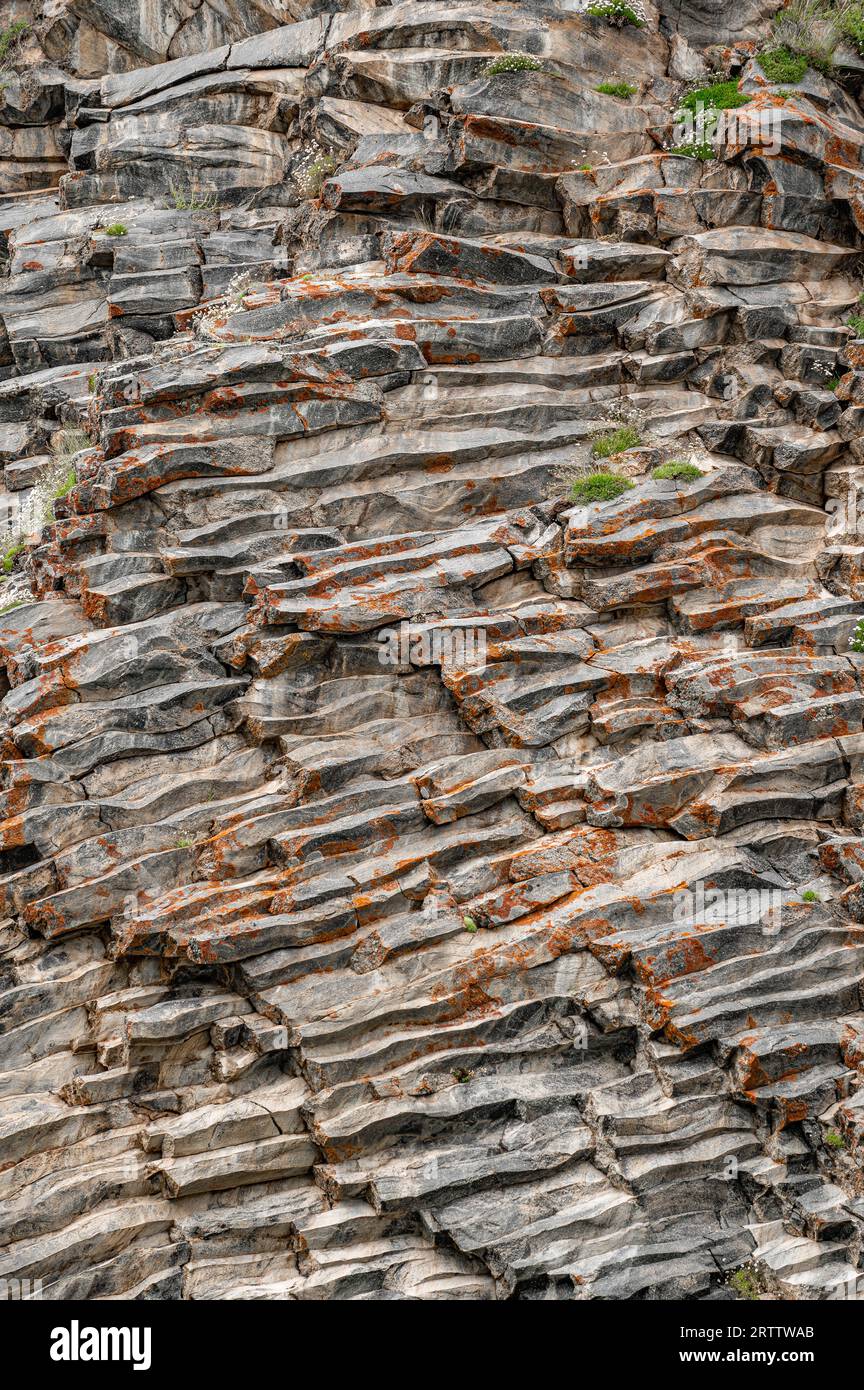 natural rock background texture. Basalt columns, rock formation ...