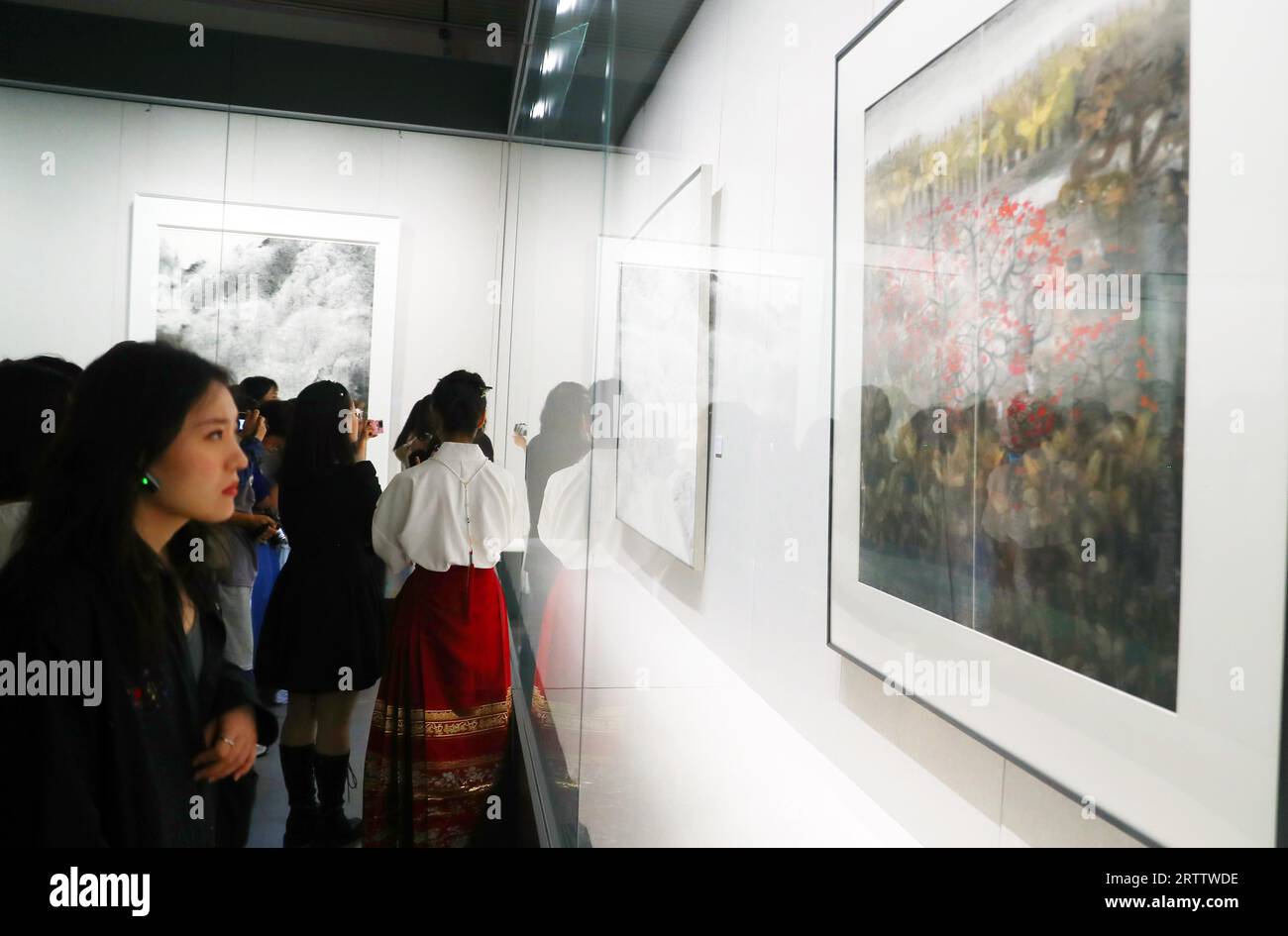 People visit the Exhibition on Ink Art of Post-Lingnan School at ...