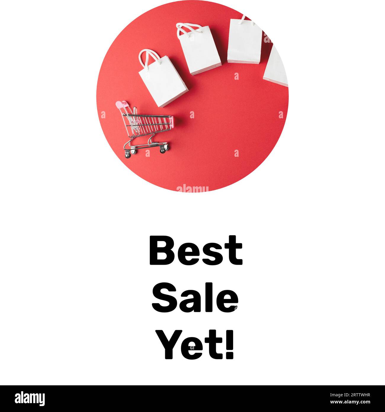 Best sale yet text on white background with bags and shopping trolley ...