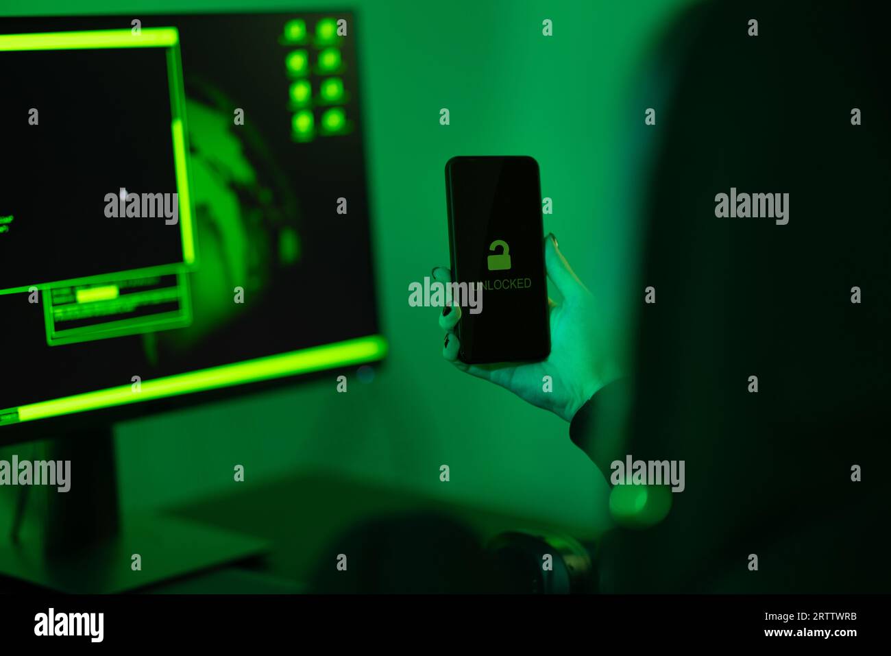 Cyber security concept showing hacker break into mobile phone Stock ...