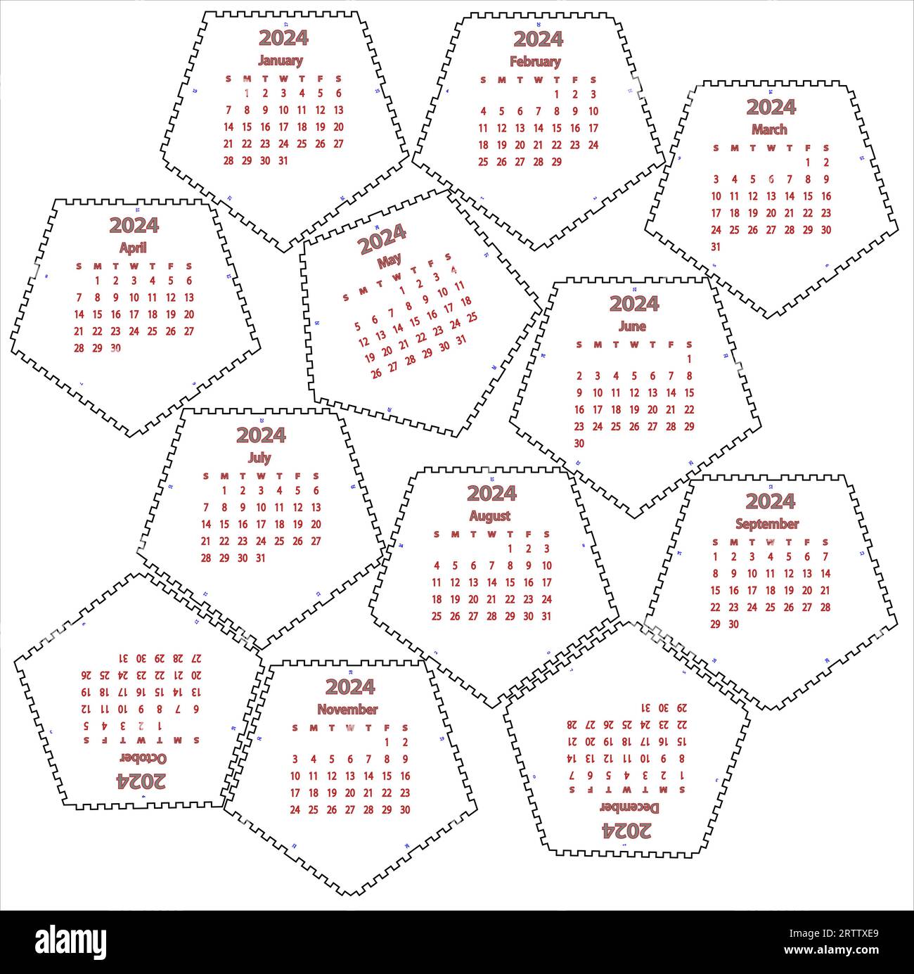 2024 calendar dodecahedron CNC laser cut template vector Stock Vector ... 2024 calendar dodecahedron CNC laser cut template vector Stock Vector ...