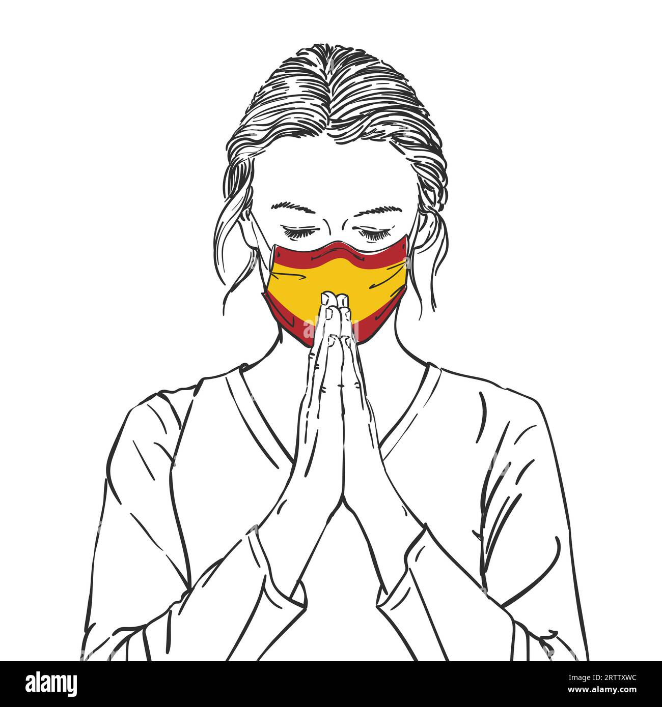 Pray for Spain, Coronavirus outbreak in Spain, Woman in spanish flag ...