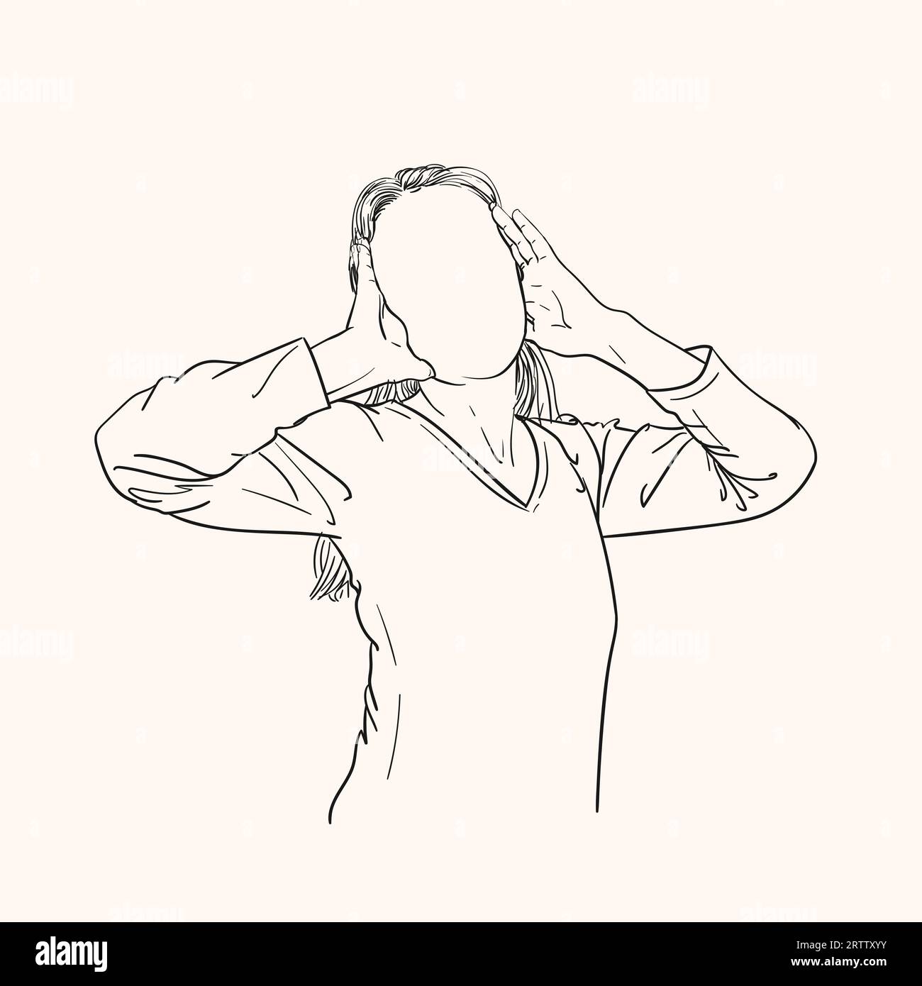 Touching pen woman Stock Vector Images - Alamy