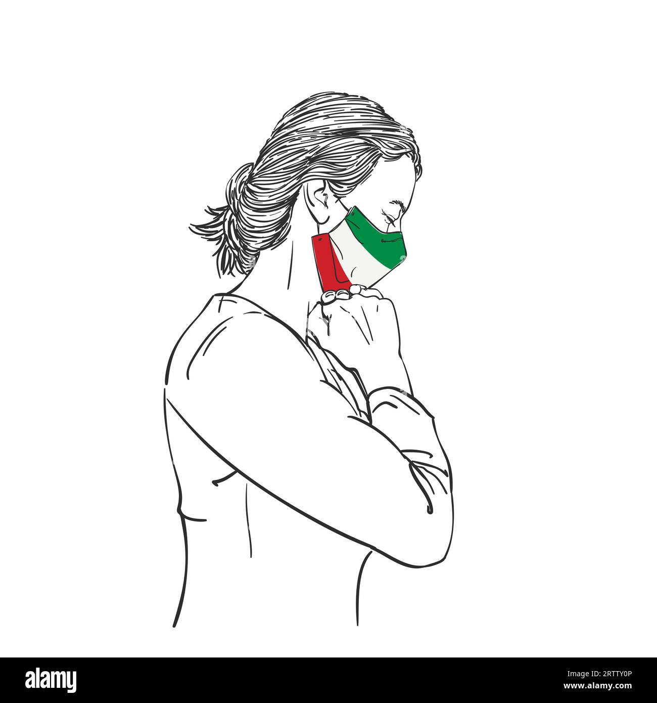Coronavirus outbreak in Italy, Woman praying for Italy in italian flag ...