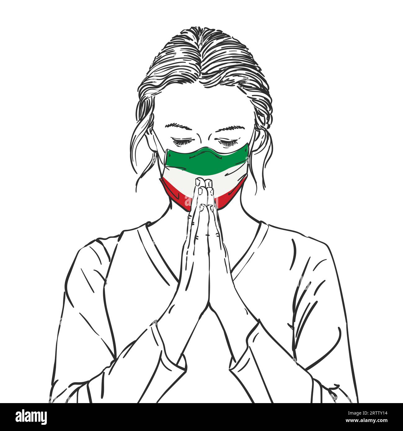 Coronavirus outbreak in Italy, Woman praying for Italy in italian flag ...