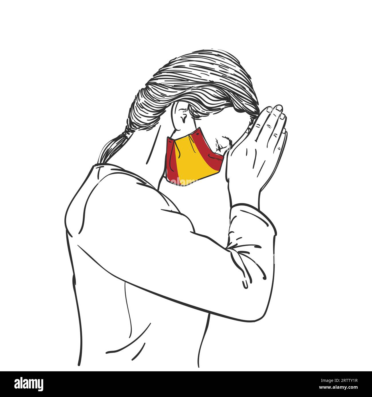 Pray for Spain, Coronavirus outbreak in Spain, Woman in spanish flag ...