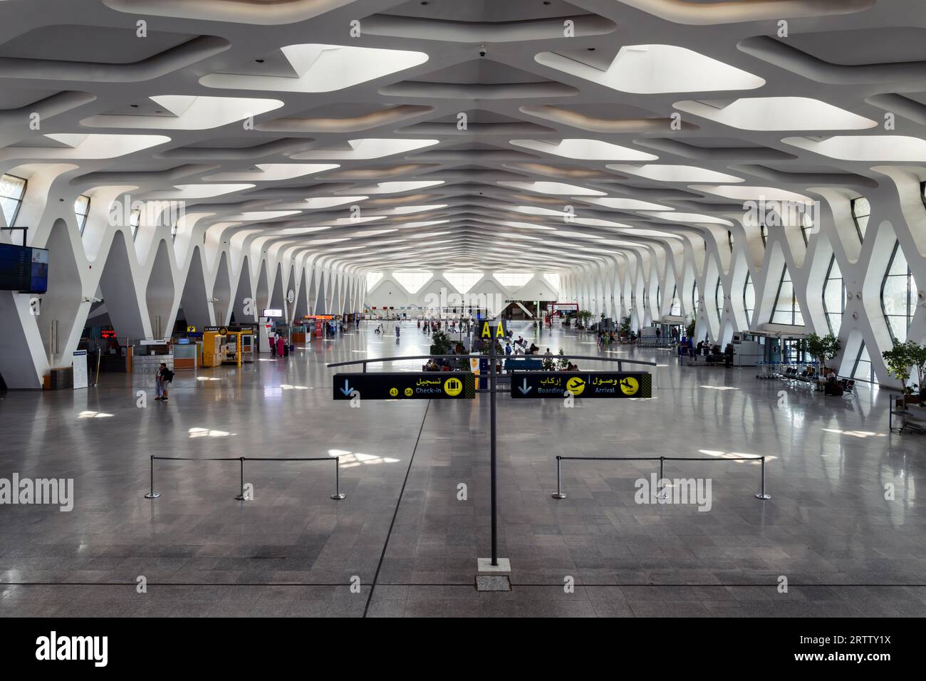 Inside view of departure terminal of international Marrakesh or ...