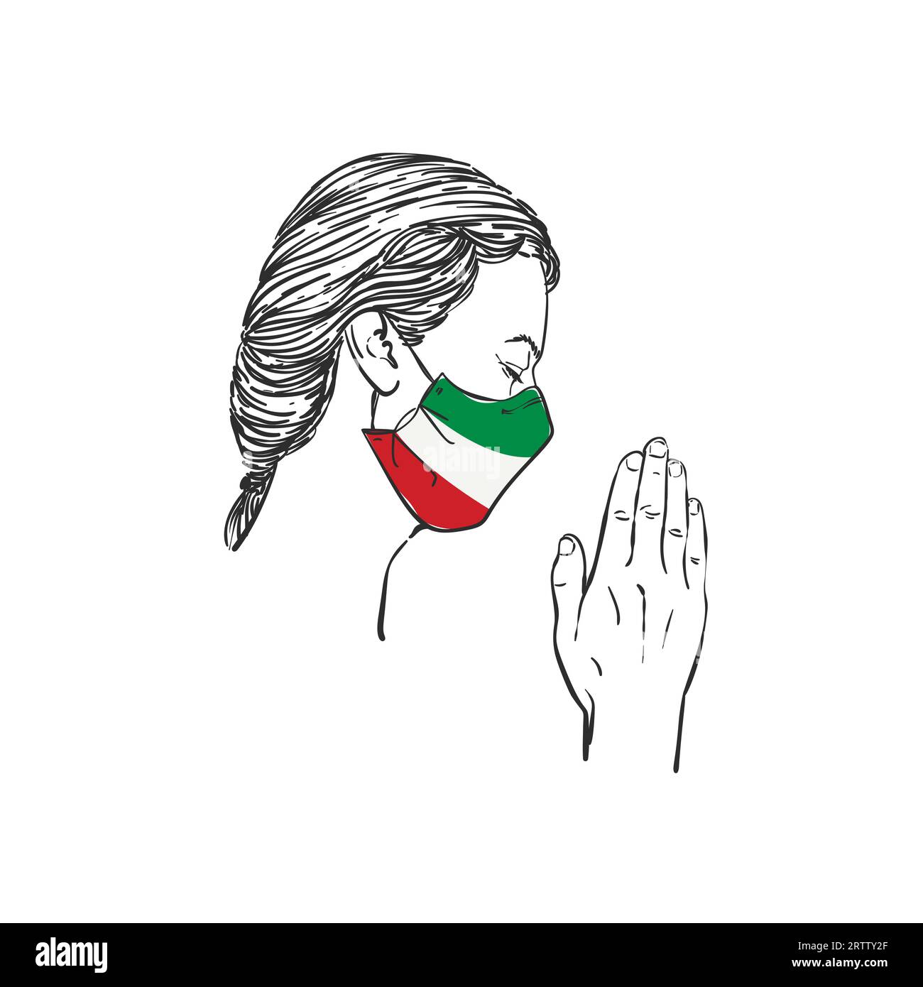 Coronavirus outbreak in Italy, Woman praying for Italy in italian flag ...
