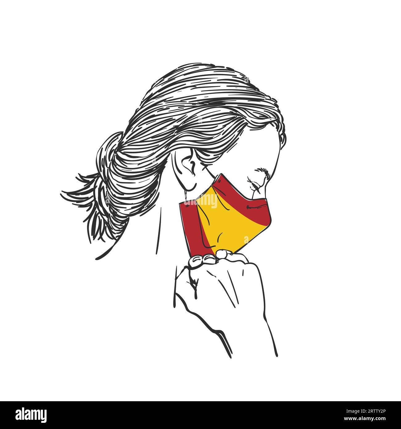 Pray for Spain, Coronavirus outbreak in Spain, Woman in spanish flag ...