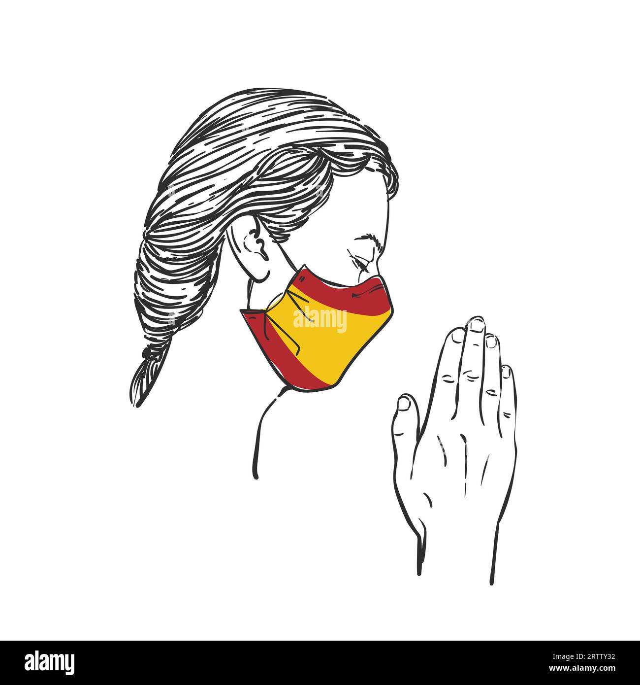 Pray for Spain, Coronavirus outbreak in Spain, Woman in spanish flag ...