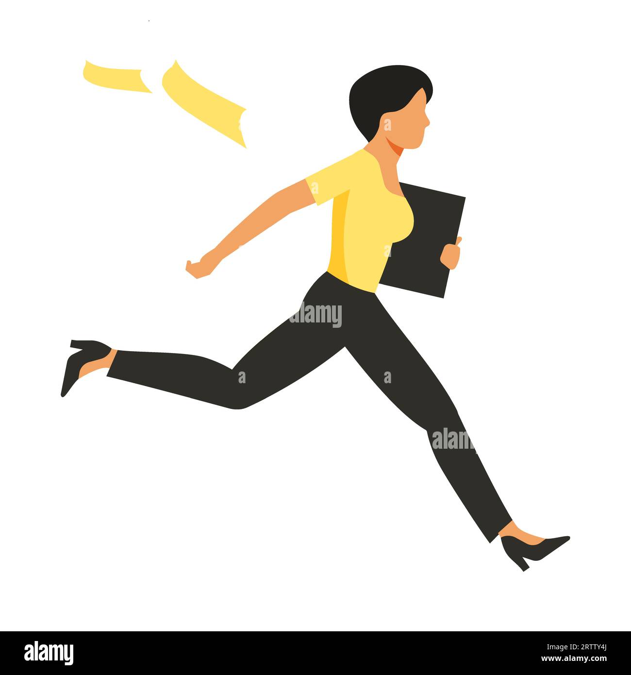 Businesswoman running, isolated on white background. Flat style design vector for business and ...