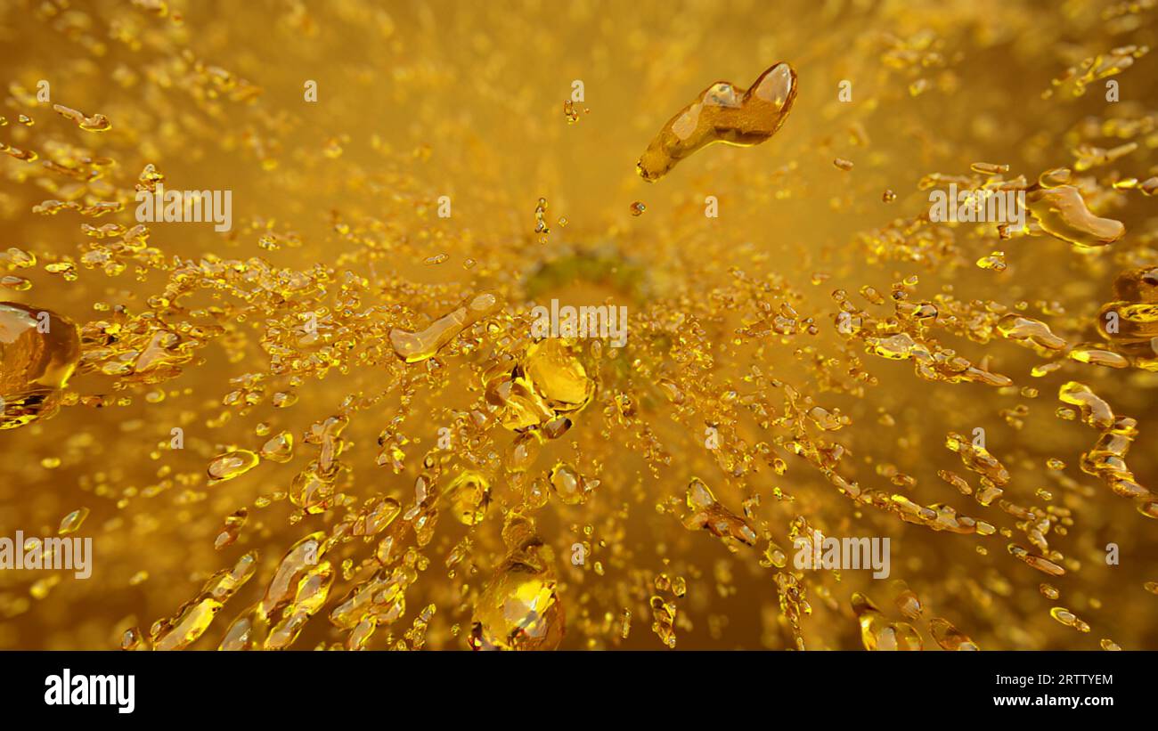 A golden liquid ring on a lustrous gradient background, unfolding and ...