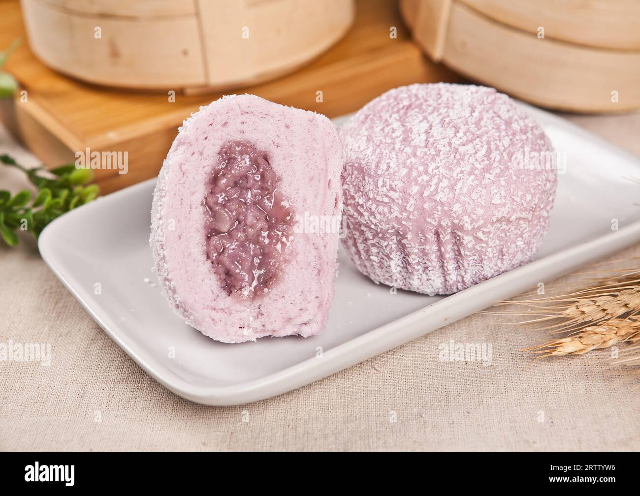 Taro Puree Bun,chinese bun,bao zi Stock Photo - Alamy