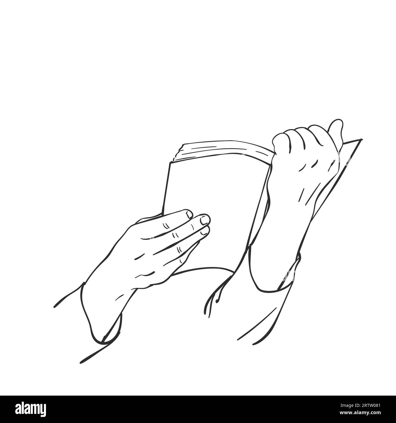 Sketch of book in hands, Hand drawn isolated vector line art ...