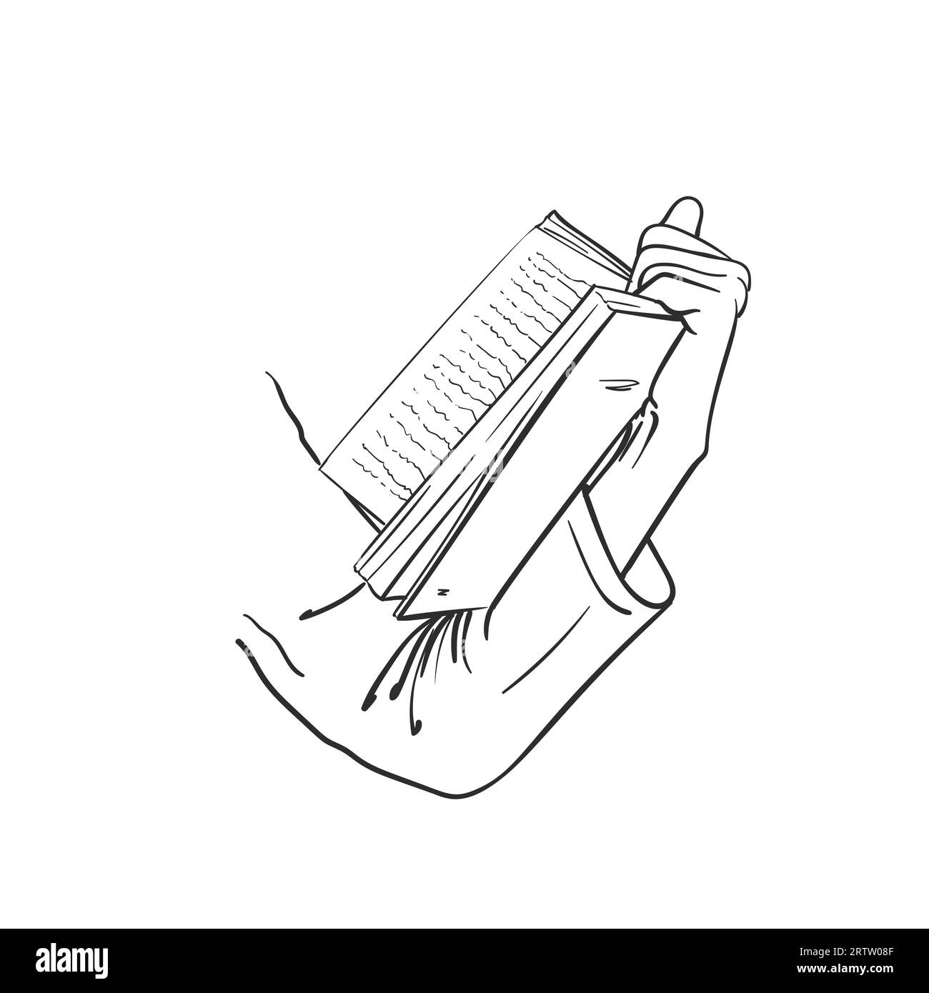 Sketch Of Book In Hand Hand Drawn Isolated Vector Line Art Illustration Stock Vector Image