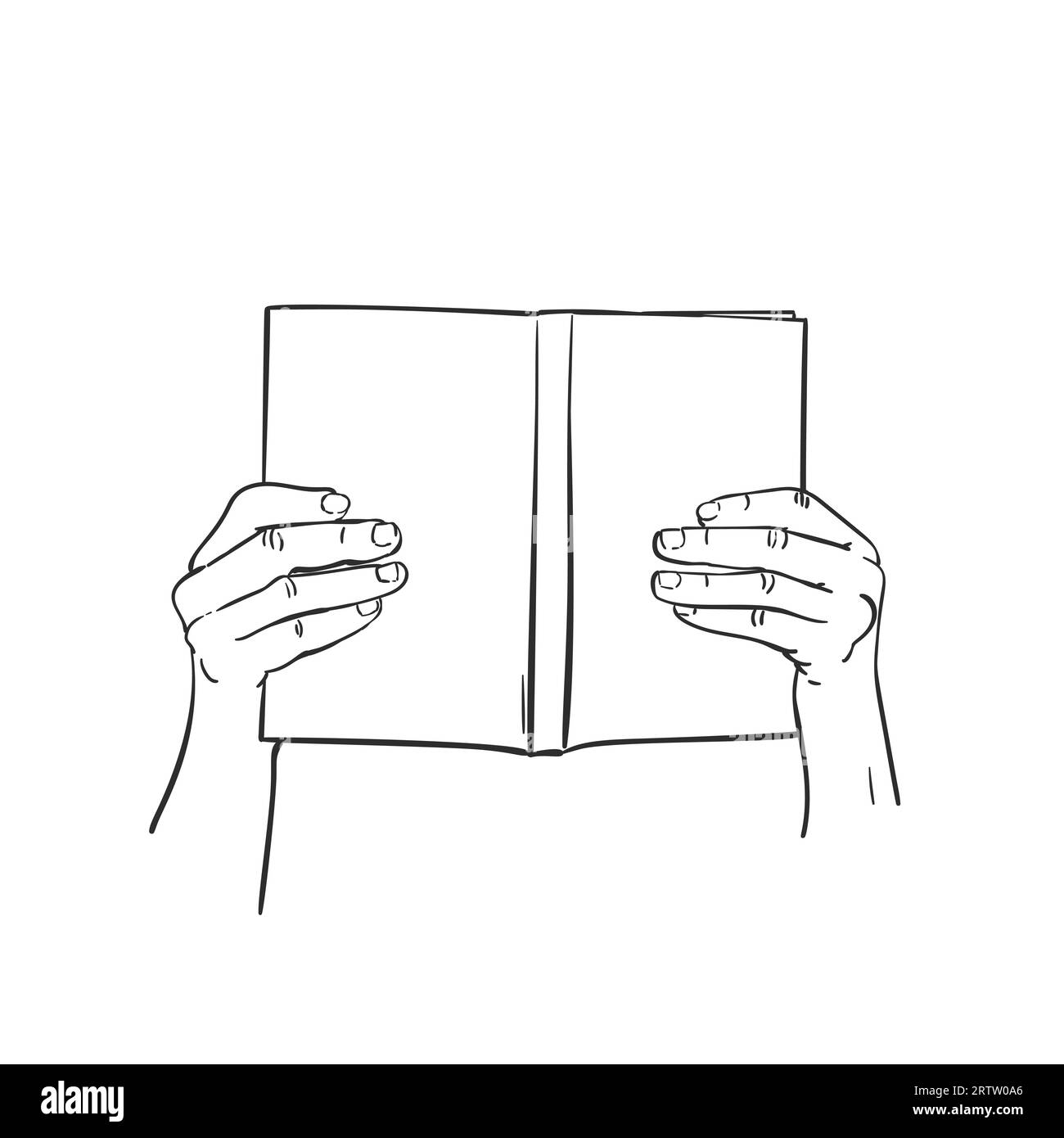 Sketch of book in hands, Hand drawn isolated vector line art ...