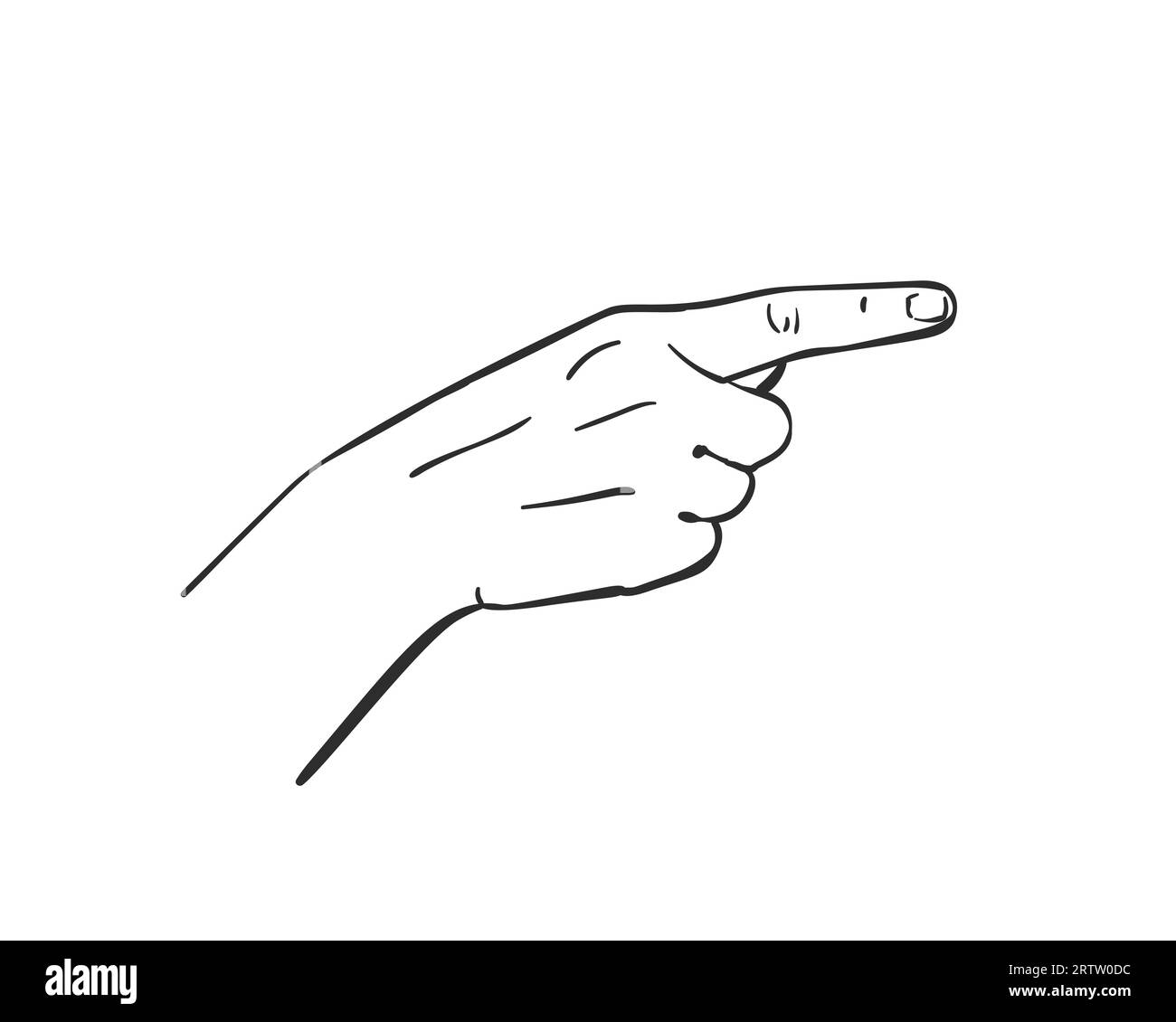 Hand with pointing finger gesture. Hand drawn vector linear ...