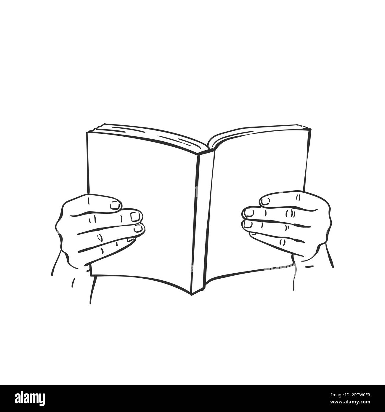 Sketch of book in hands, Hand drawn isolated vector line art ...