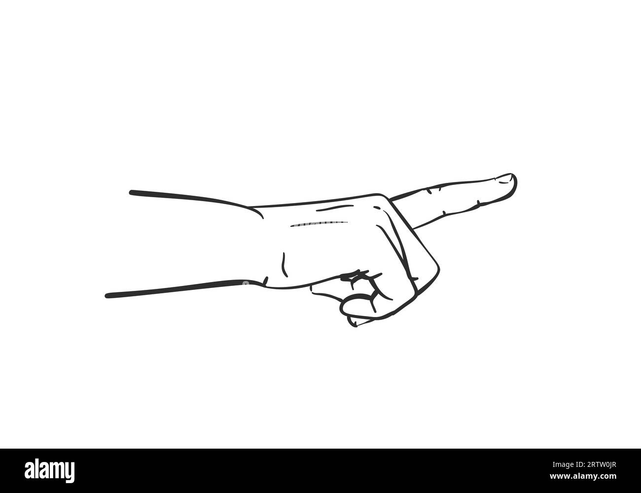 Hand with pointing finger gesture. Hand drawn vector linear ...