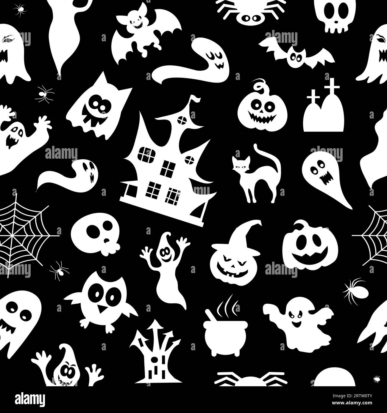 Seamless vector pattern for Halloween design. Halloween symbols ghost ...