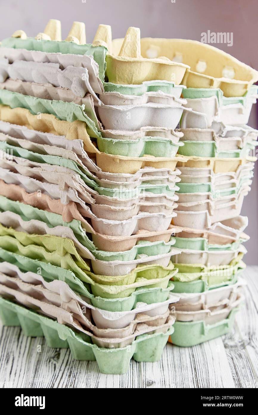 Sustainable, zero waste, recycled, new life, natural lifestyle, packaging waste concept. Close ...