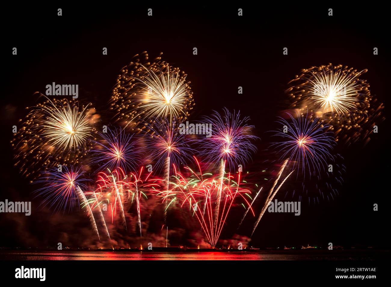 Real Fireworks display celebration, Colorful New Year Firework Stock ...
