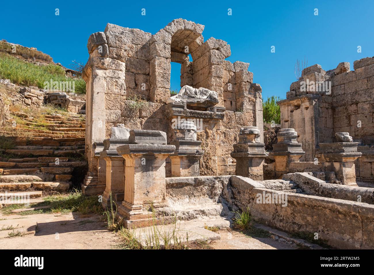 Ancient city of Perge in Antalya, Turkey. Historical ruins in the ...