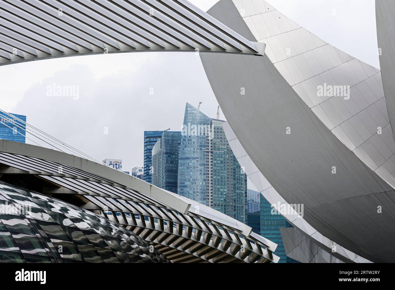 Modern architectural shapes of Marina Bay and Downtown Core in ...