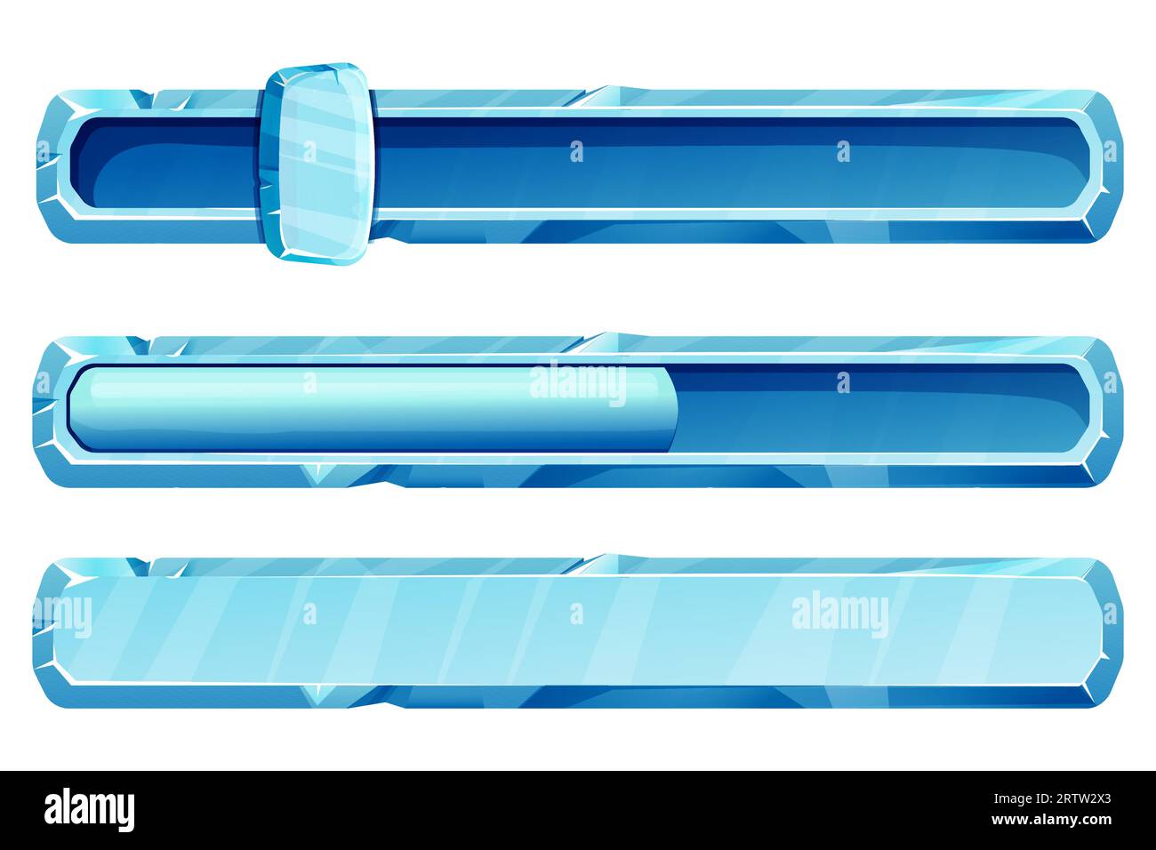 Set slider ice interface button, frozen panel for game level in cartoon ...