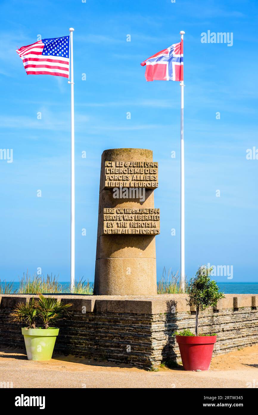 Signal monument in Bernières-sur-Mer, France, erected in 1950 on the ...