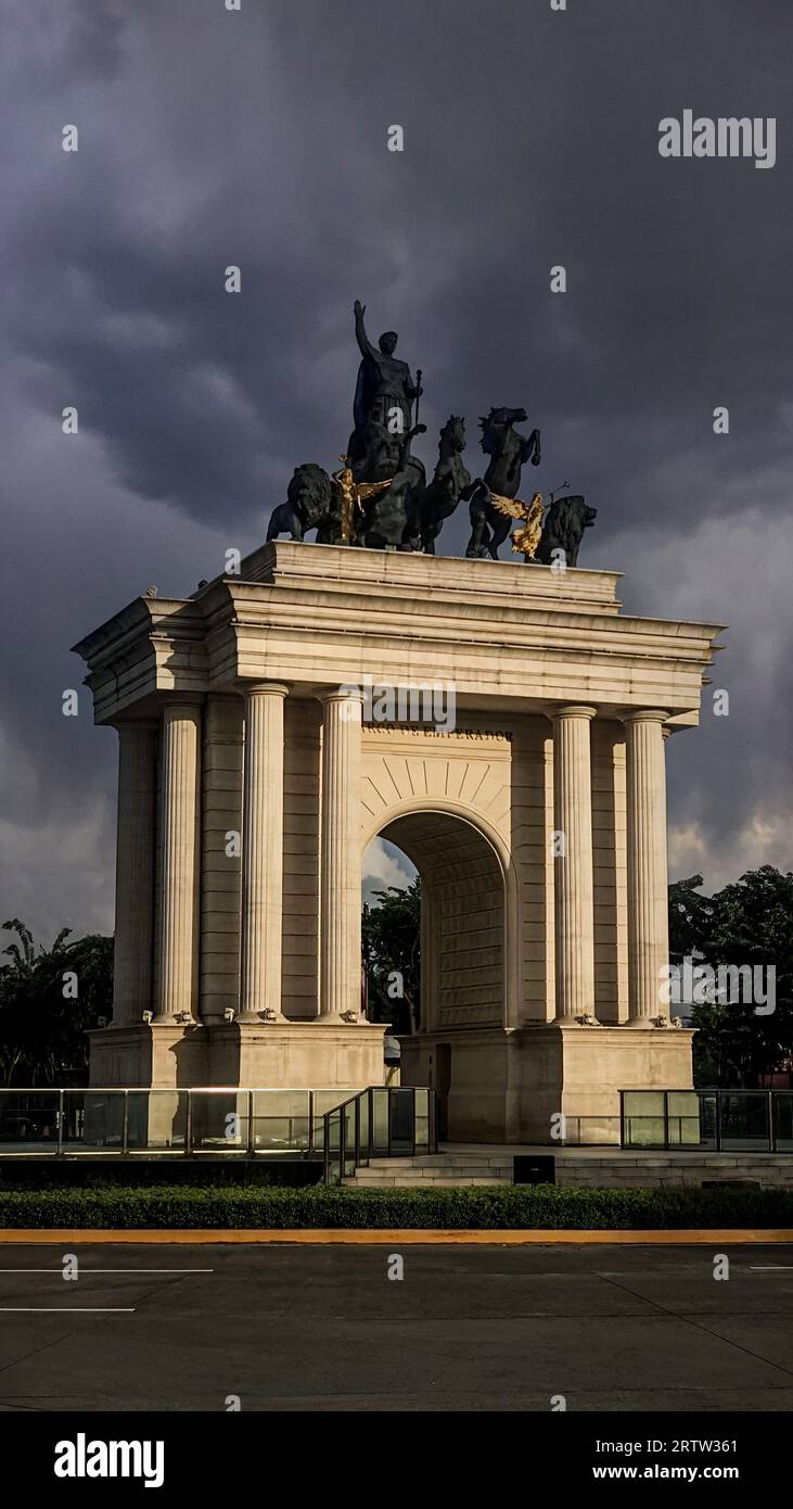 A vertical of Emperor's Arch in Pasig, Philippines on a cloudy day ...