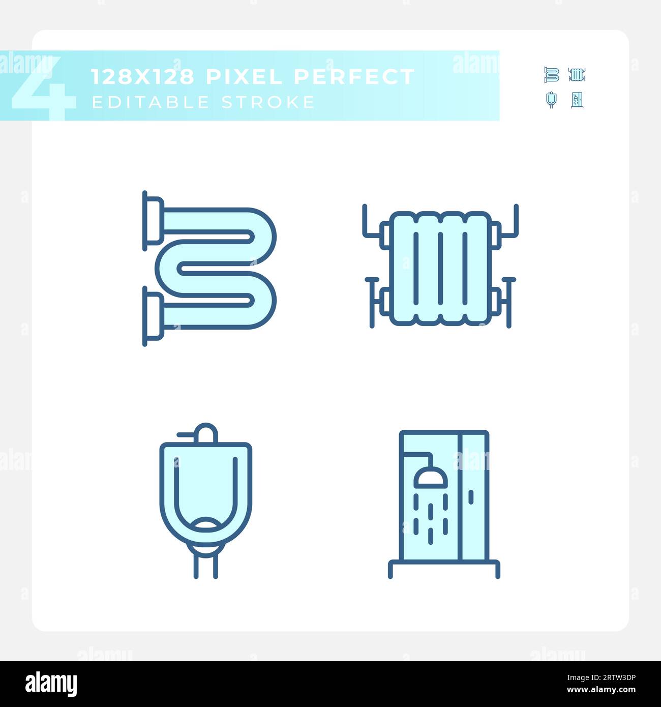 2D editable pixel perfect blue plumbing icons Stock Vector Image & Art ...