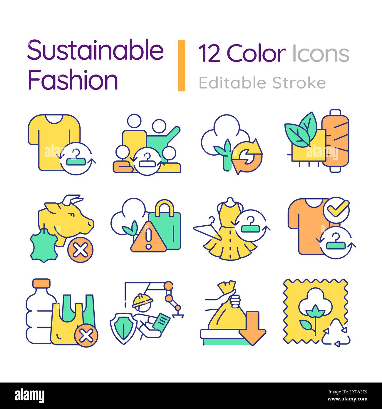 Editable multicolor thin line icons for sustainable fashion Stock ... Editable multicolor thin line icons for sustainable fashion Stock ...