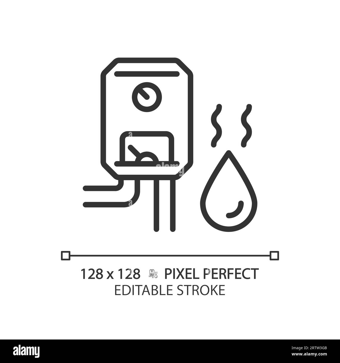 2D customizable thin linear black water heater icon Stock Vector Image & Art - Alamy