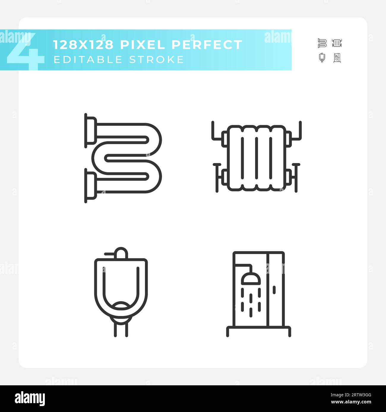 2D editable pixel perfect black plumbing icons Stock Vector Image & Art ...