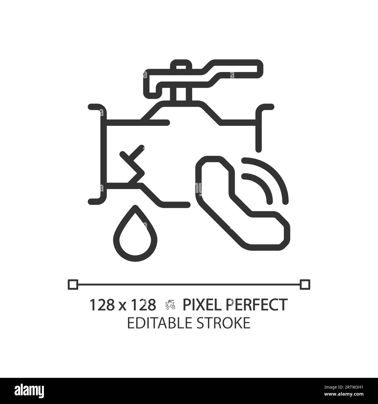 2D customizable thin linear black pipe leakage with call icon Stock ...