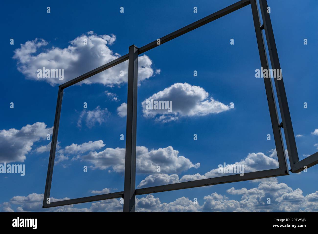 A frame for an advertising banner a metal structure against the ...